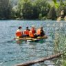 Building rafts in Sierre, Valais, on Lac de La Brèche